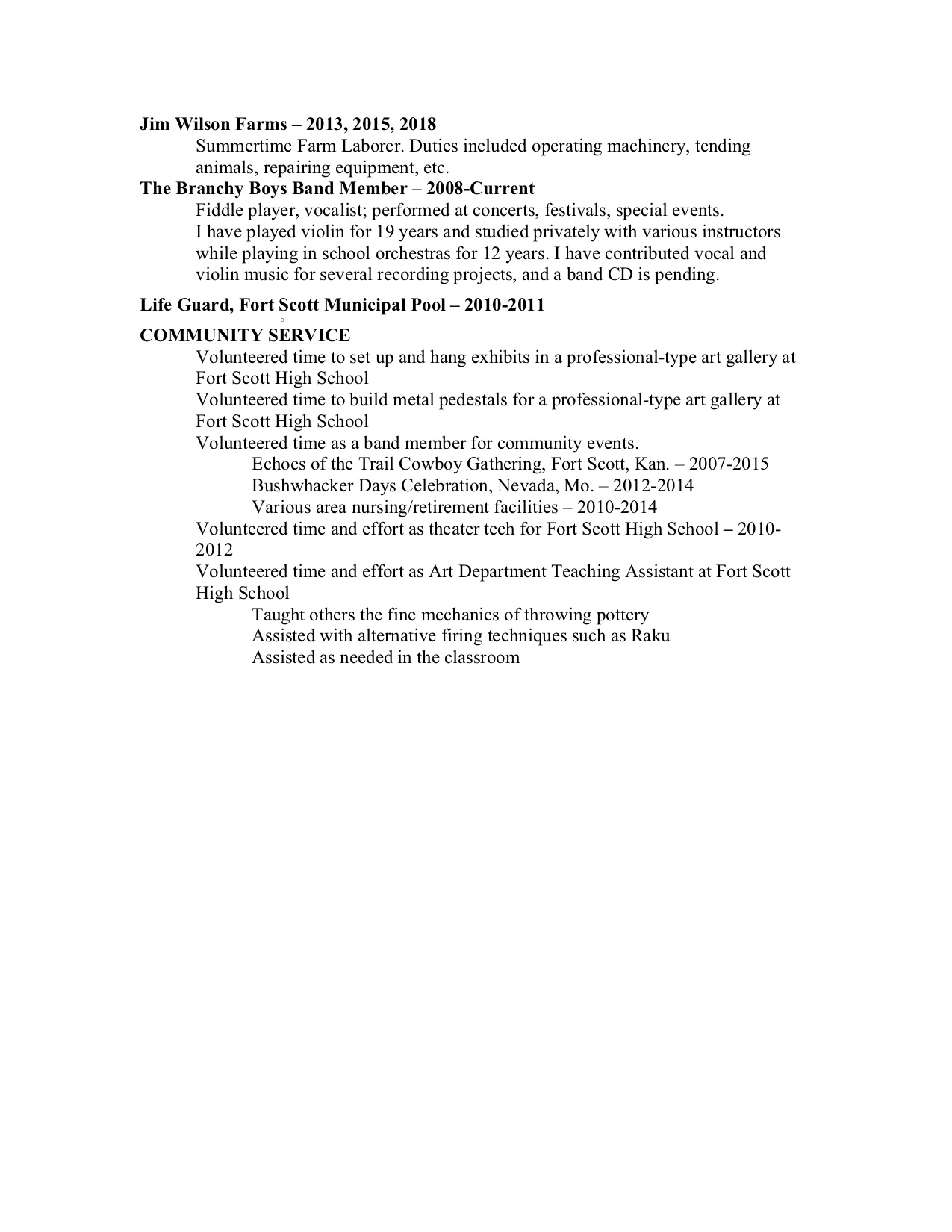 Resumé – Samuel G. Kendrick
